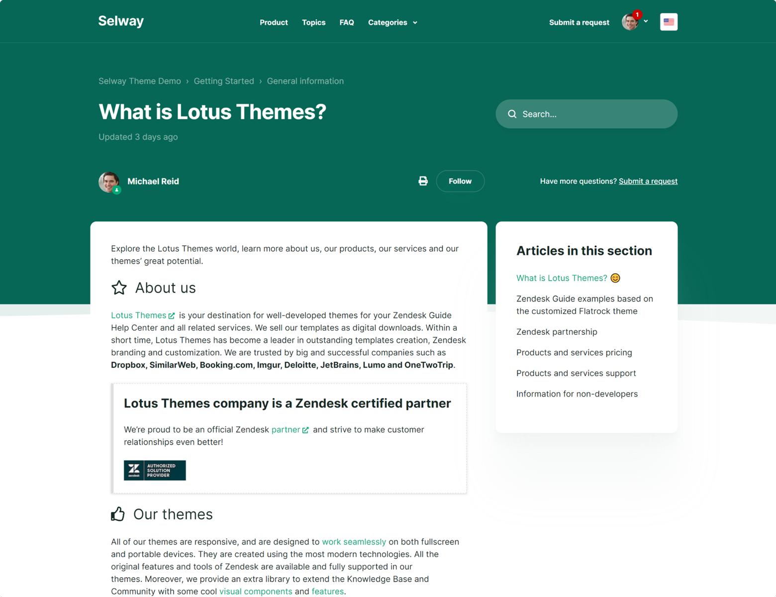 Lotus Themes, Zendesk partner help center theme for Zendesk